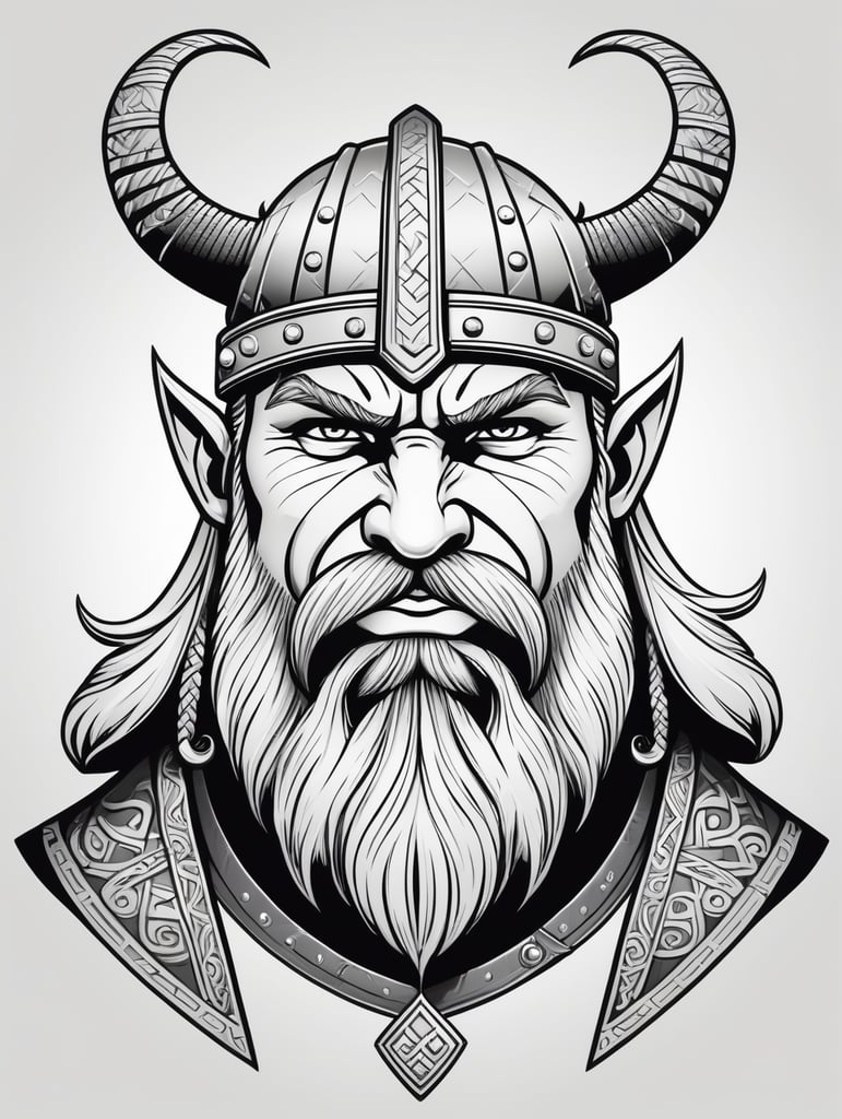 Premium Free ai Images | draw single viking stylistic line character ...