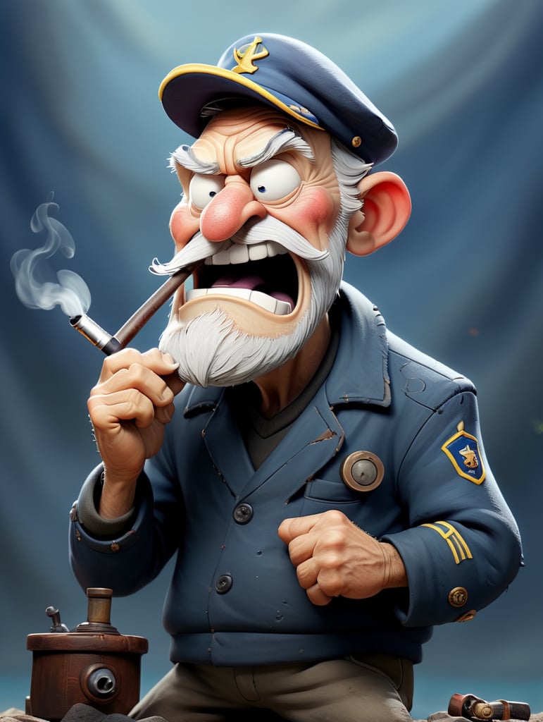 Premium Free ai Images | grumpy old sailor captain torn and tattered ...