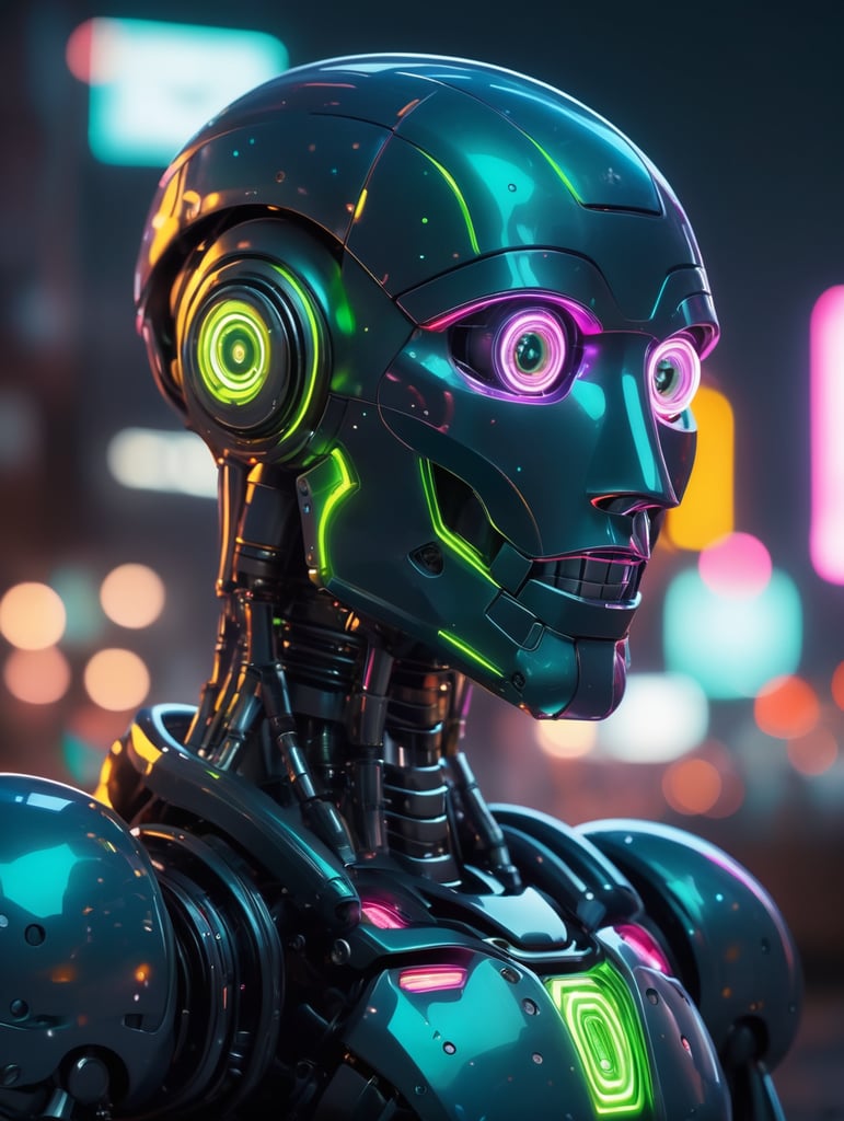 Premium Free ai Images | hyper realistic robot at night sparking bloom ...
