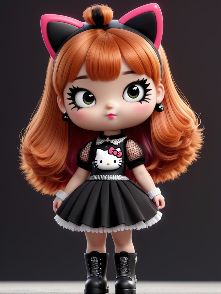 Premium Free ai Images | hello kitty with half black half ginger hair ...