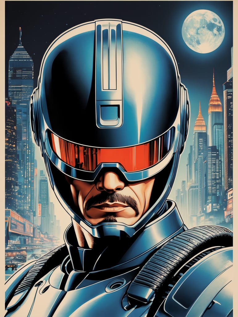 Premium Free ai Images | robocop style eye catching poster style ...