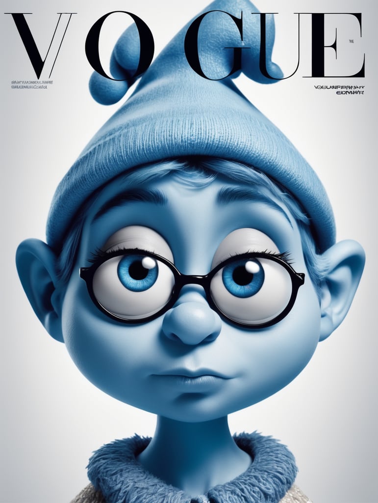 Premium Free ai Images | smurf grumpy face vogue magazine cover fashion ...