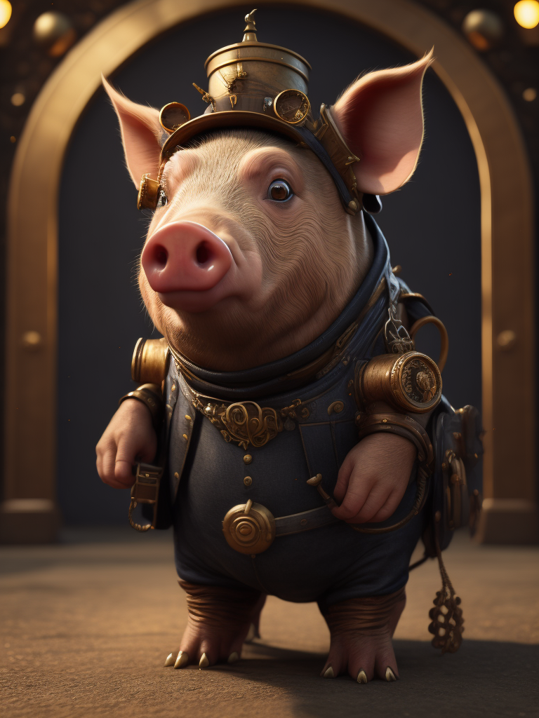 Premium Free ai Images | cartoon pig wearing tuxe in steampunk style ...