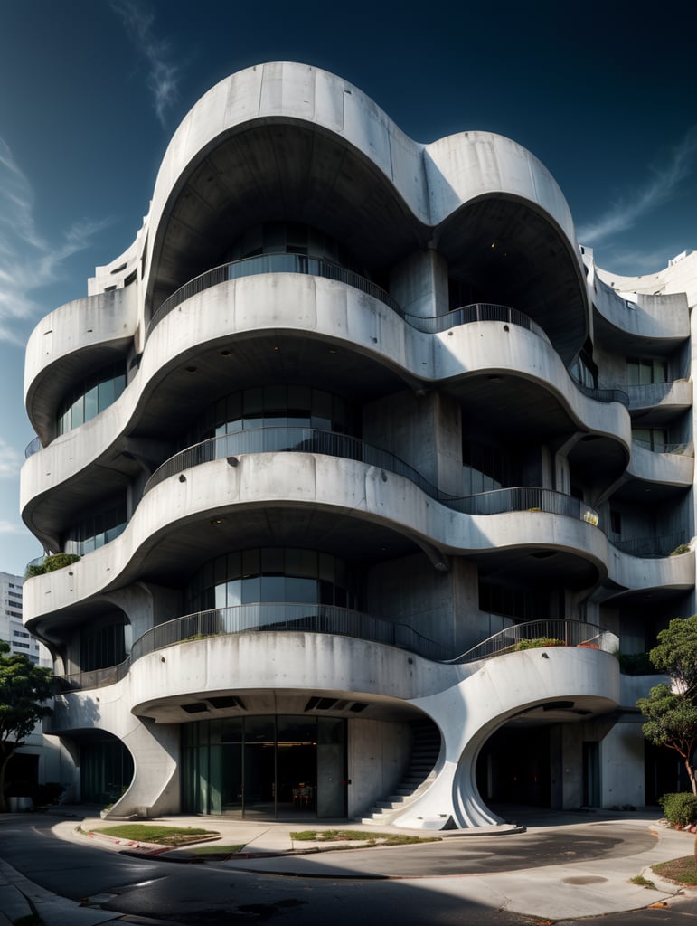 Premium Free ai Images | white building with curved shapes in front in ...