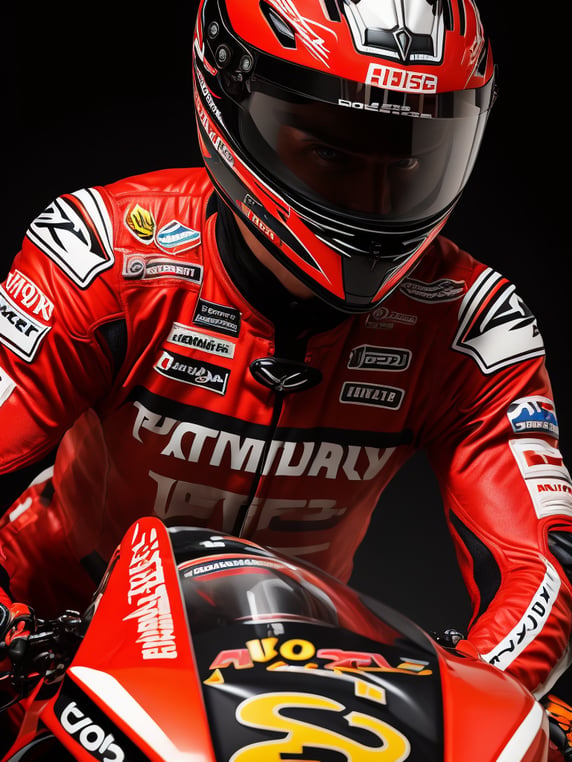 Premium Free ai Images | portrait of motogp racer on bike red colors on ...