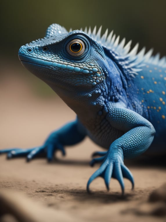 Premium Free ai Images | blue feathered lizard vibrant colors depth of ...