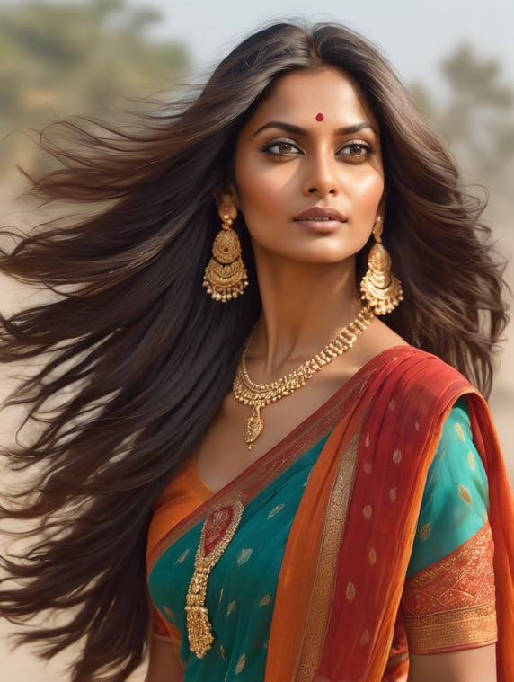 Premium Free ai Images | beautiful indian smile face woman sam clothes ...