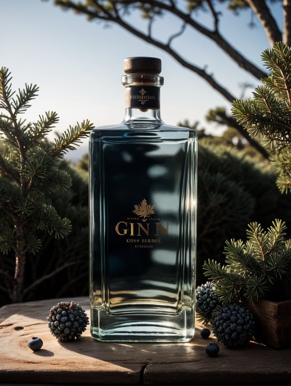 Premium Free ai Images | professional photography of square gin bottle ...