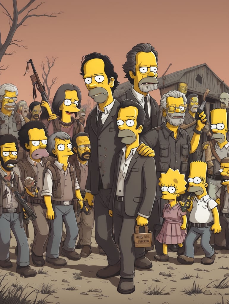 Premium Free ai Images | simpsons walking dead characters