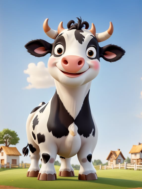 Premium Free ai Images | cartoon holstein cow with friendly face ...