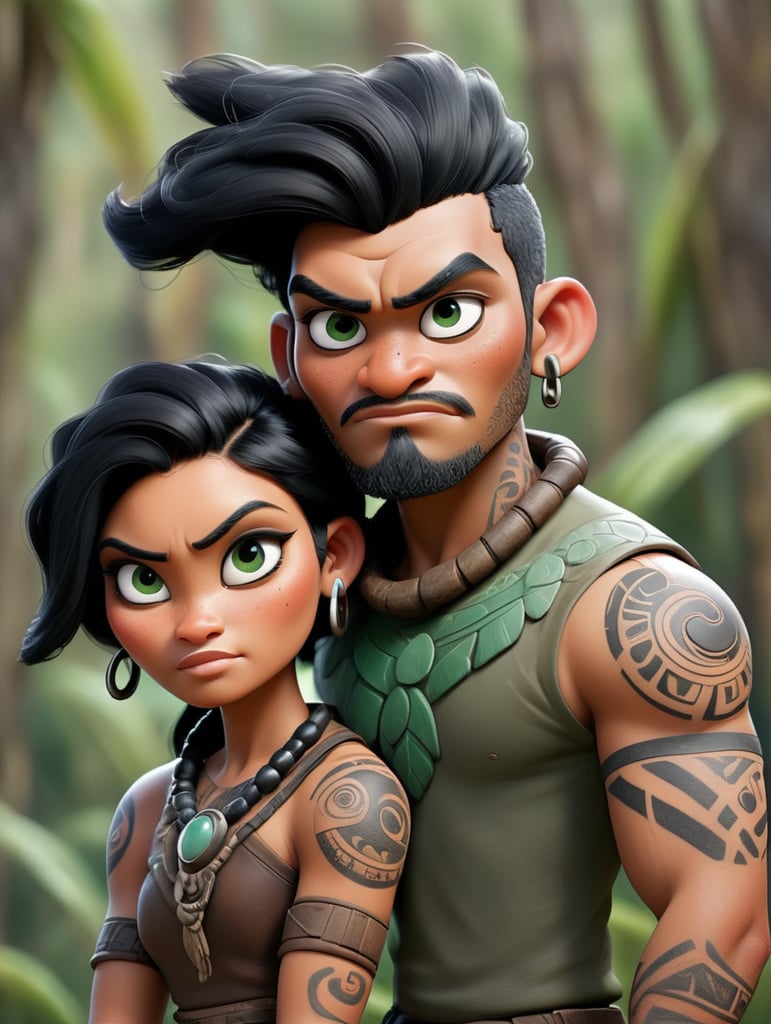 Premium Free ai Images | young year old maori warrior short black hair ...
