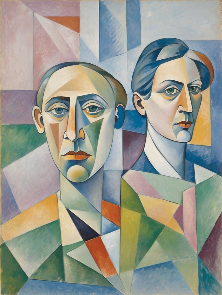 Premium Free ai Images | self portrait pf pablo picasso cubism