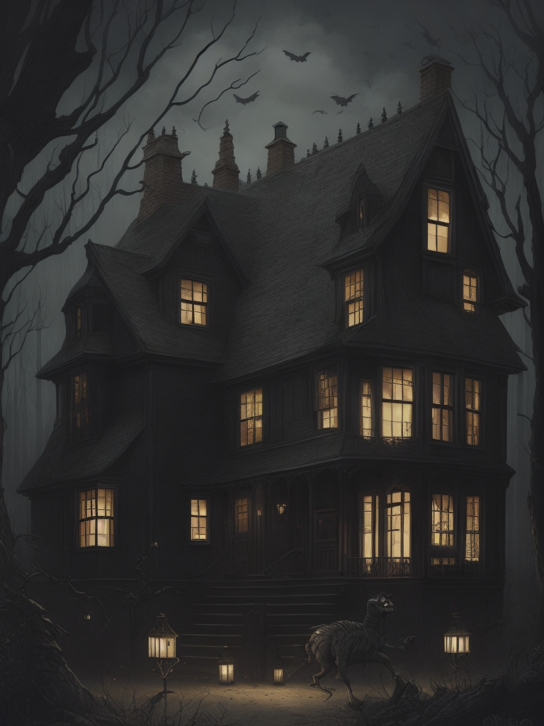 Lumenor AI Image Generation - john kenn mortensen style haunted house ...