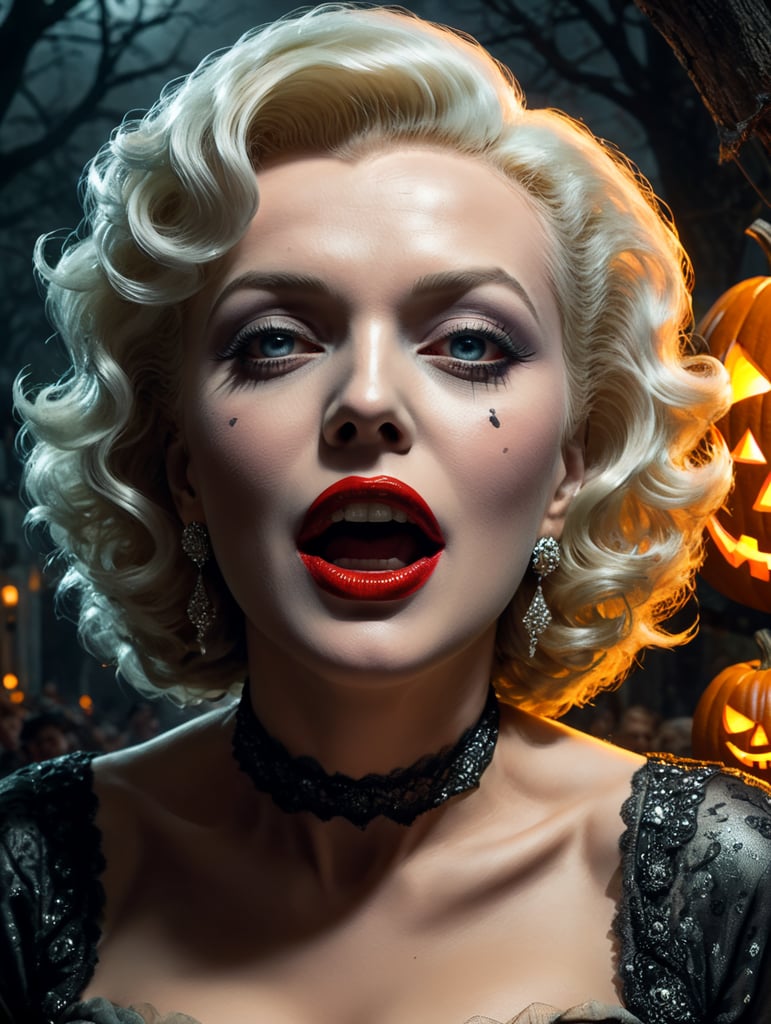 Premium Free ai Images | by george romero eerie halloween night marilyn ...