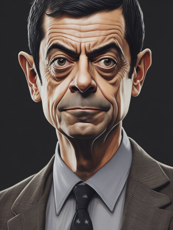 Premium Free ai Images | mister bean painting portrait usa style of ...