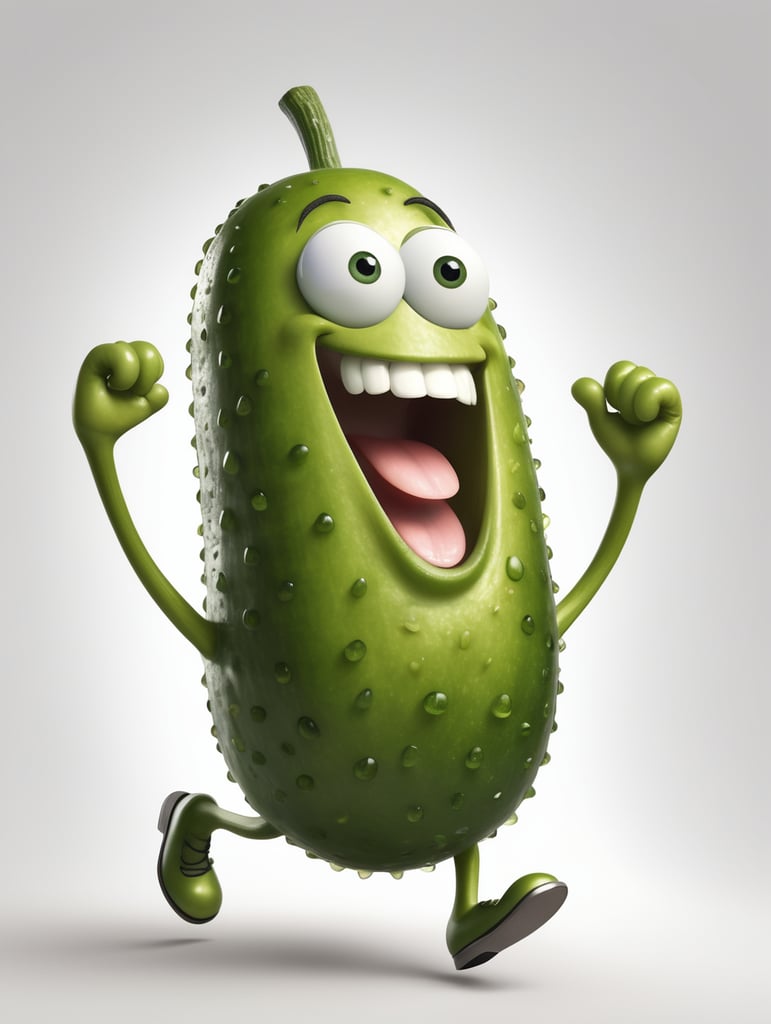 Premium Free ai Images | realistic happy pickle dancing white ...