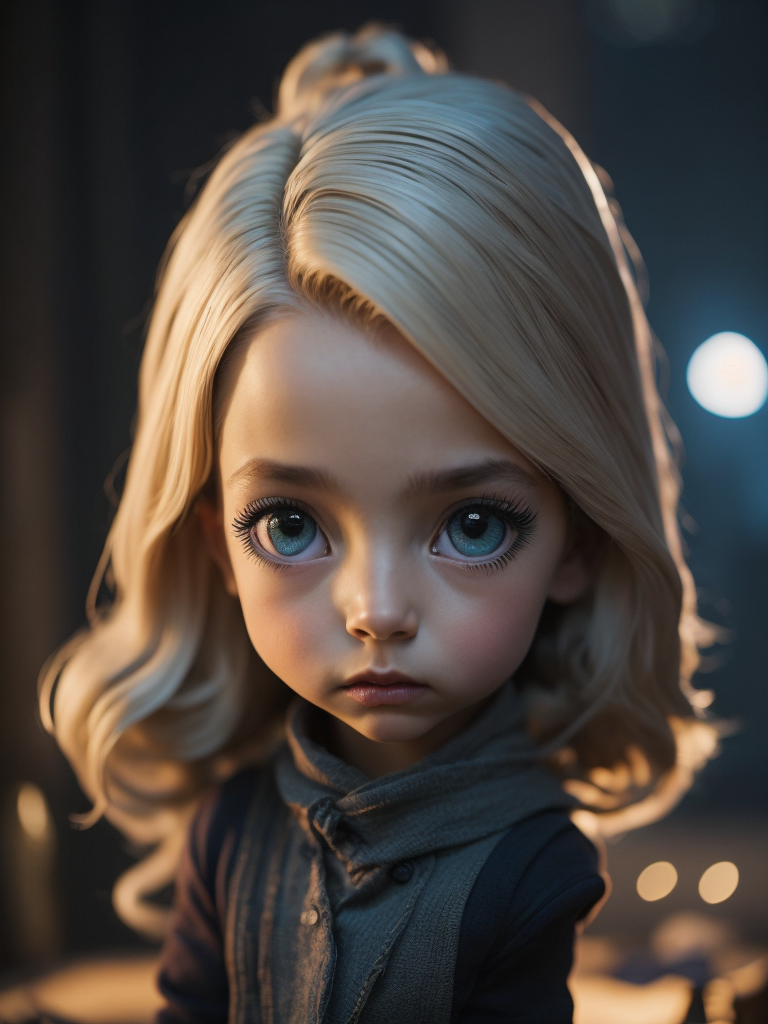 Lumenor AI Image Generation - chibi art glowing eyes barbie
