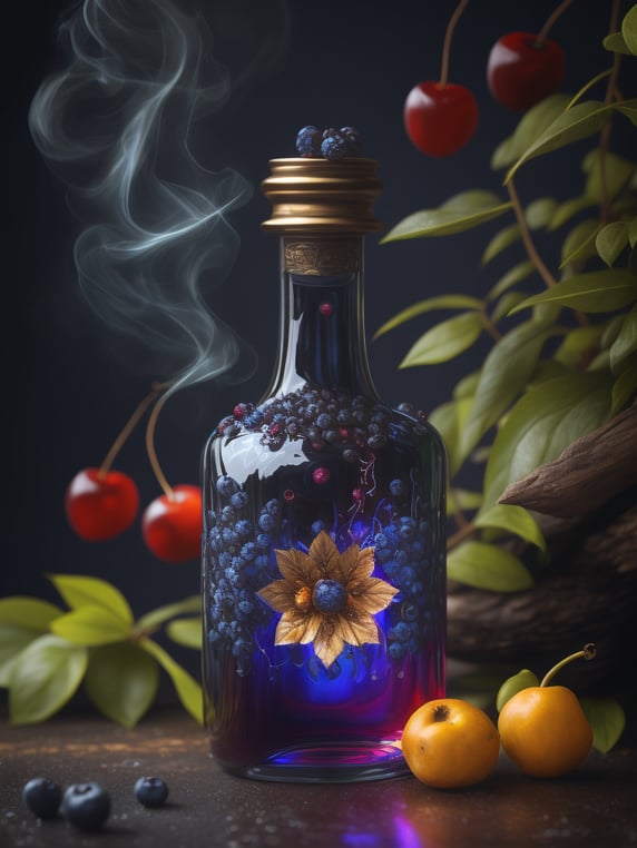 Premium Free ai Images | magic elixir bottle with illuminated liquid ...
