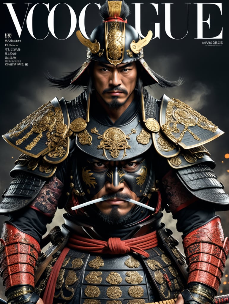 Premium Free ai Images | japanese samurai on the cover of vogue
