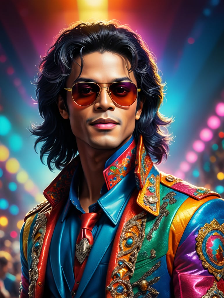 Premium Free ai Images | michael jackson wearing brightly patterned ...
