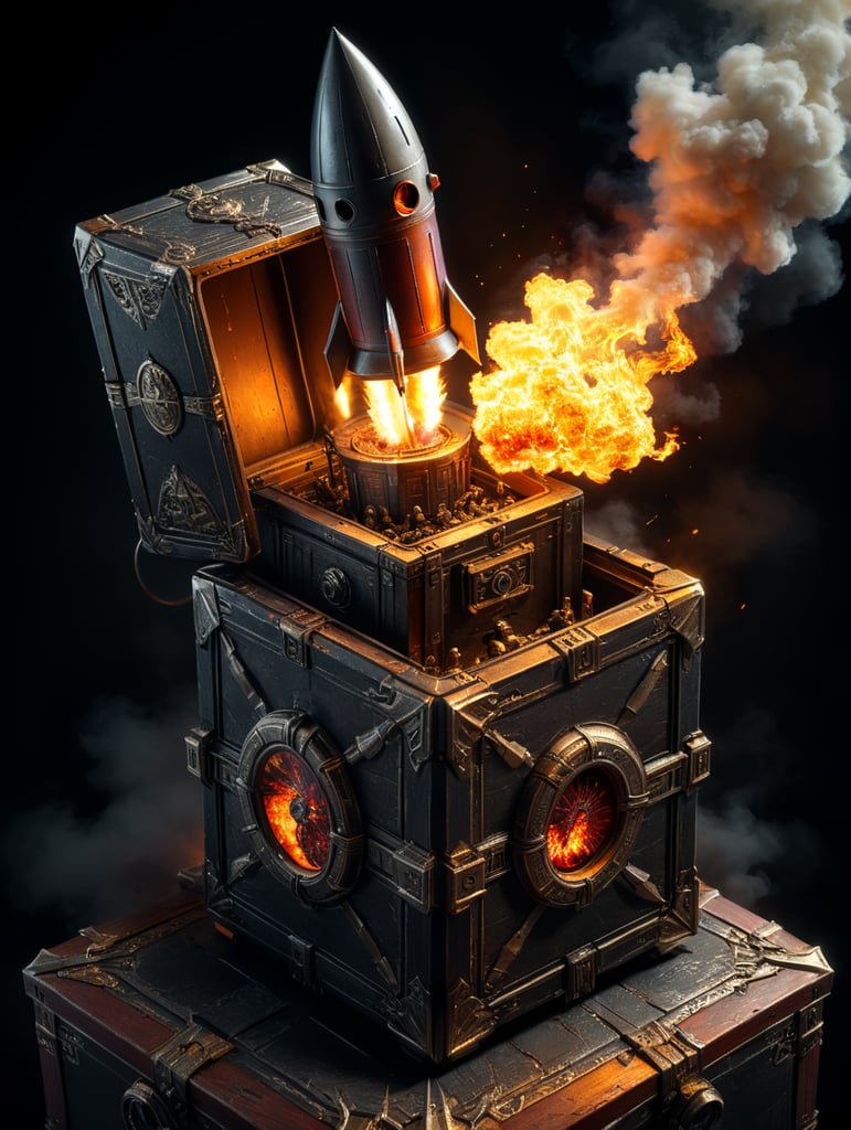 Premium Free ai Images | small box with flaming rocket attached