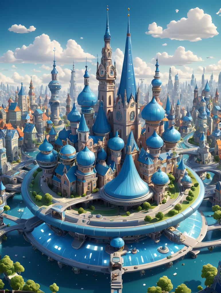 Premium Free ai Images | the futuristic city with floating spire in the ...