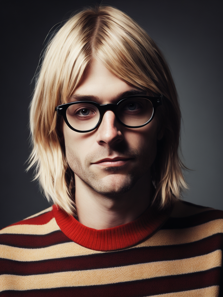 Lumenor Ai Image Generation Kurt Cobain Is Wearing Black And Red