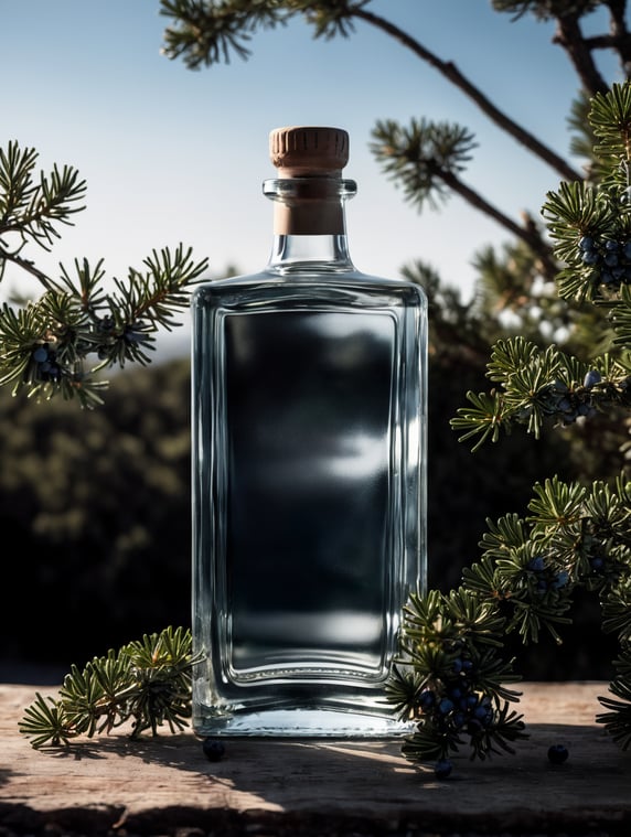 Premium Free ai Images | professional photography of square gin bottle ...