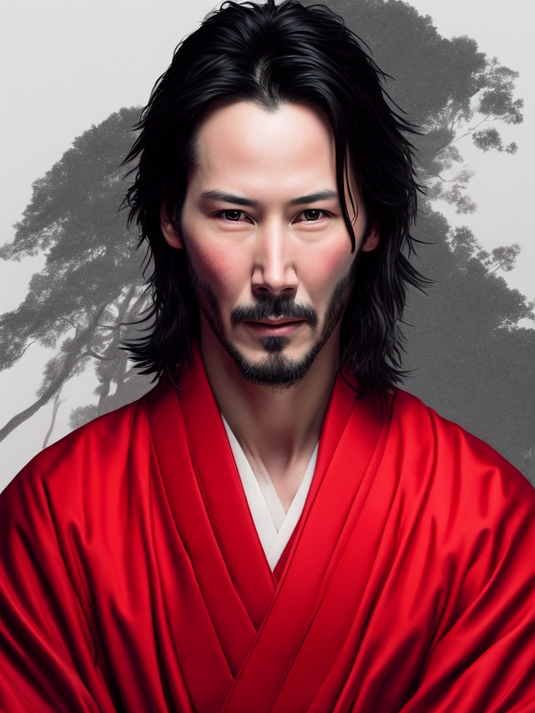 Premium Free ai Images | portrait of keanu reeves as samurai in red ...