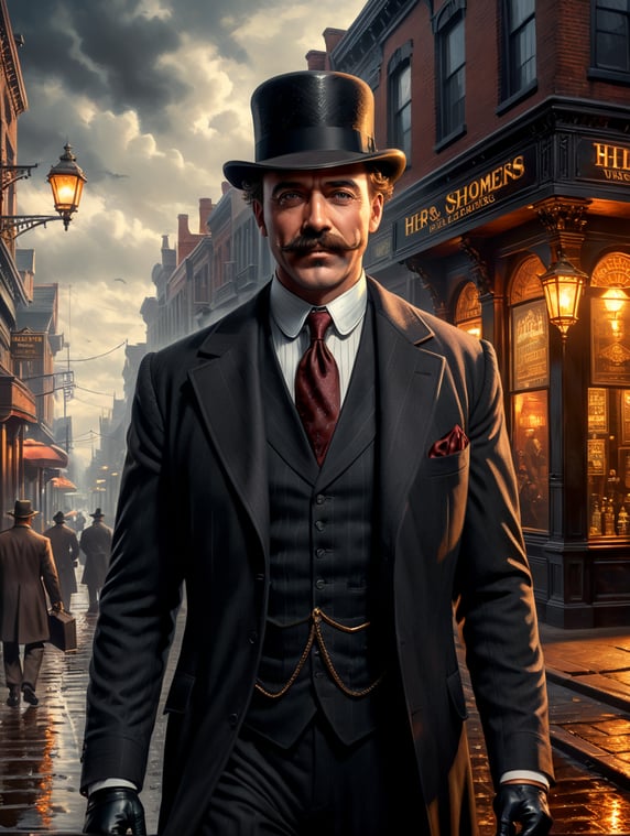 Premium Free ai Images | step into the world of holmes where sharp suit ...