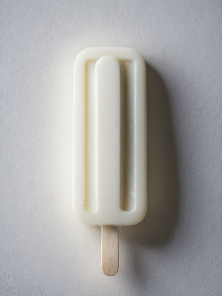 Lumenor AI Image Generation - vanilla white popsicle on white background