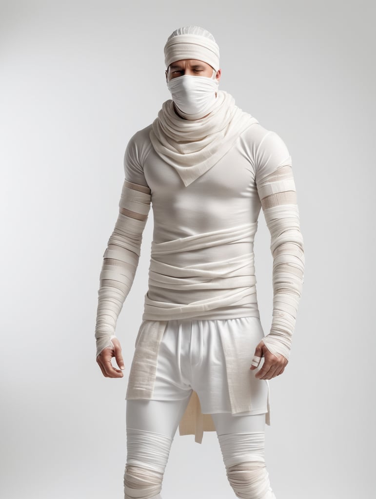 Premium Free ai Images | photograph of man covered in bandages with his ...