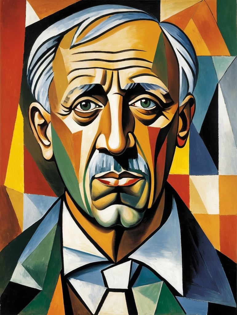 Premium Free ai Images | self portrait pf pablo picasso cubism