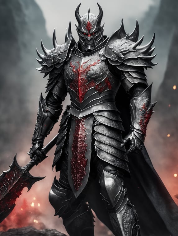 Premium Free ai Images | the dark knigth devil blood of dragon battle ...