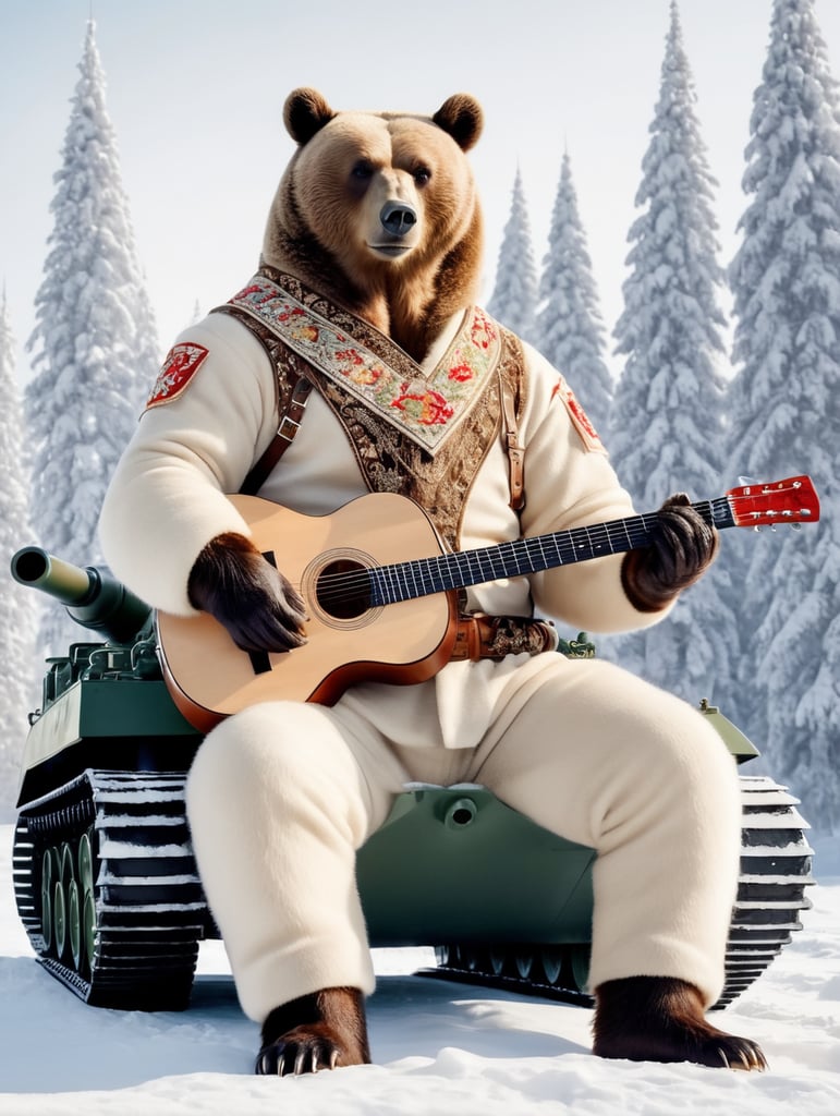 Premium Free ai Images | full body russian winter bear sitting on ...