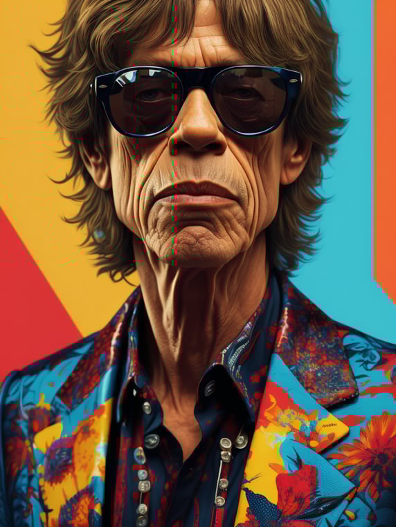 Premium Free ai Images | mick jagger wearing brightly patterned jacket ...
