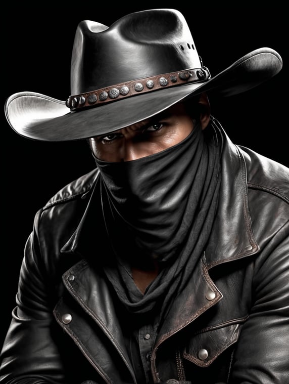 Premium Free ai Images | old western bandit train robber leather cowboy ...