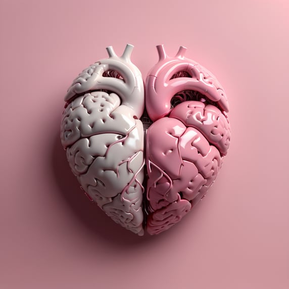 Premium Free ai Images | rendered image of brain and heart joined ...