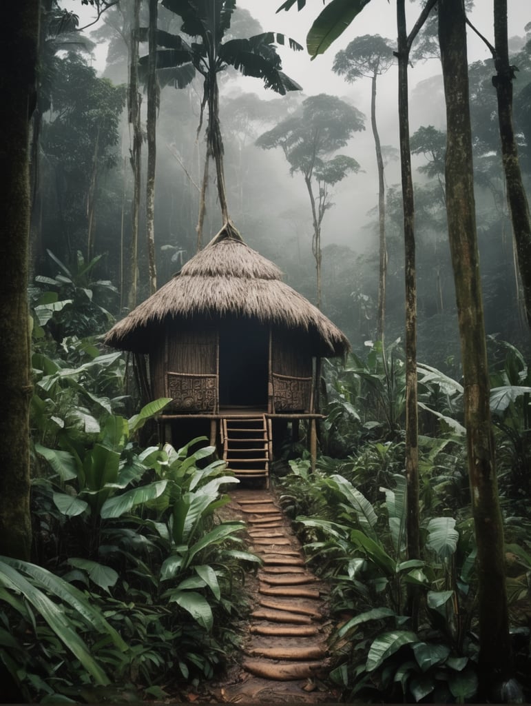 Premium Free ai Images | untouched tribe scary in amazon rainforest