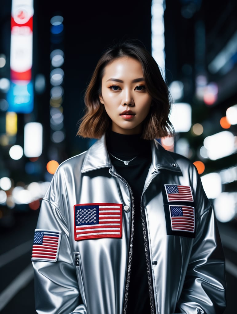 Premium Free ai Images | silver kith jacket american flag patch ...