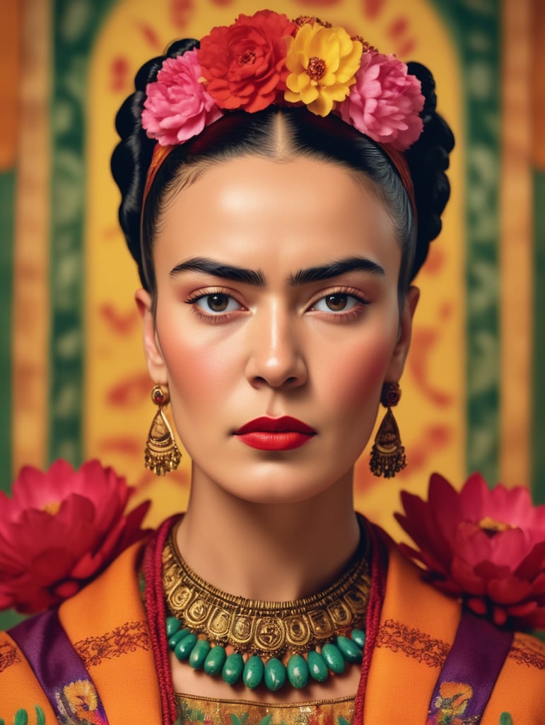 Premium Free ai Images | portrait of frida kahlo bright and saturated ...