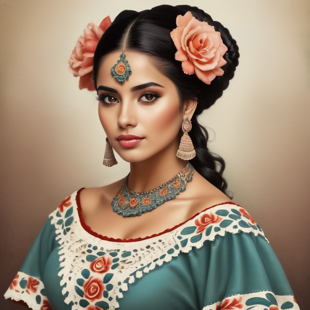 Premium Free ai Images | mexican traditional beautiful lady image
