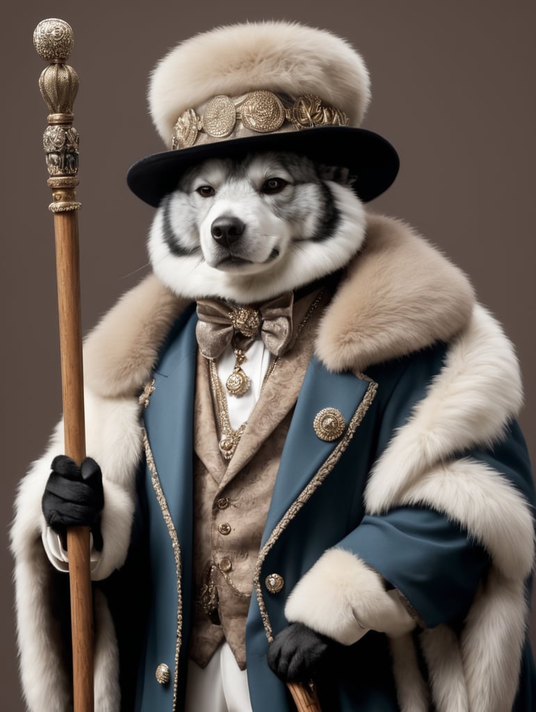 Premium Free ai Images | wassie with pimp hat fur coat and cane