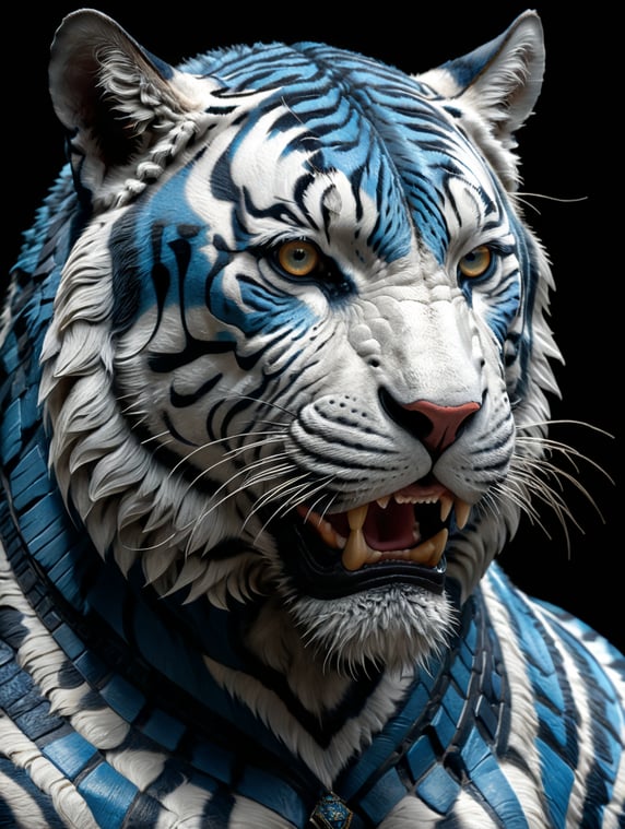 Premium Free ai Images | geometric blue tiger