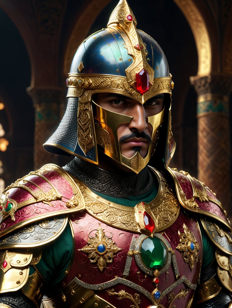 Premium Free ai Images | arabian knight warriors gold encrusted armor ...