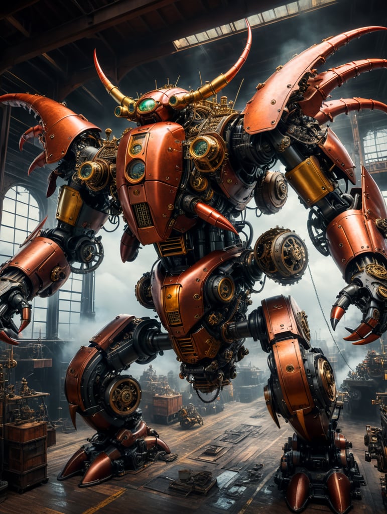 Premium Free ai Images | coloured photo of flying mecha steampunk ...