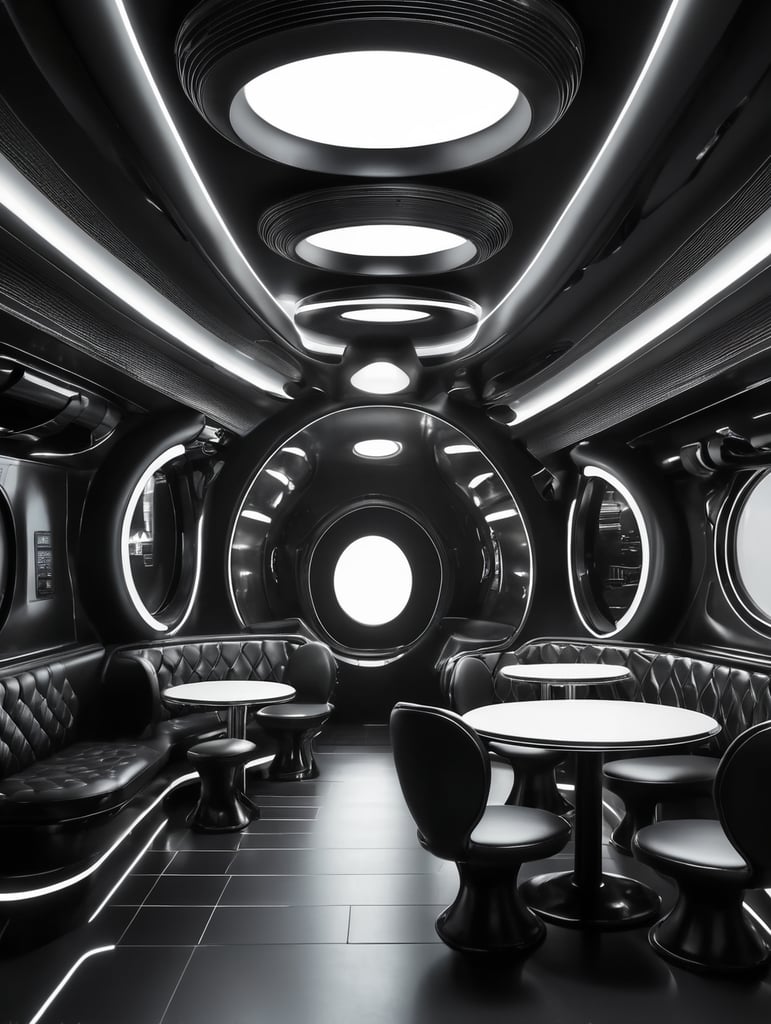 Premium Free ai Images | futuristic interior of ufo cafe alien interior ...