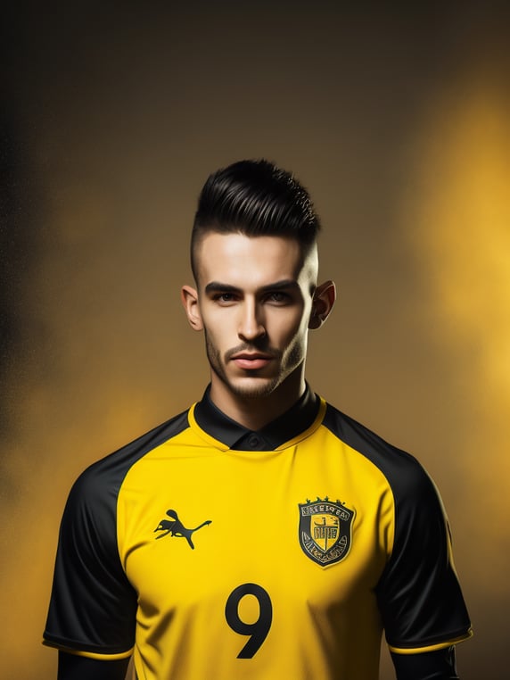 Premium Free ai Images | portrait of soccer english player yellow and ...