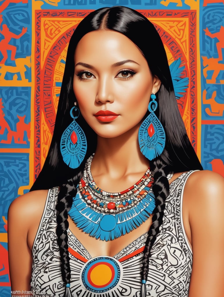 Premium Free ai Images | pocahontas illustration painting pop art usa ...