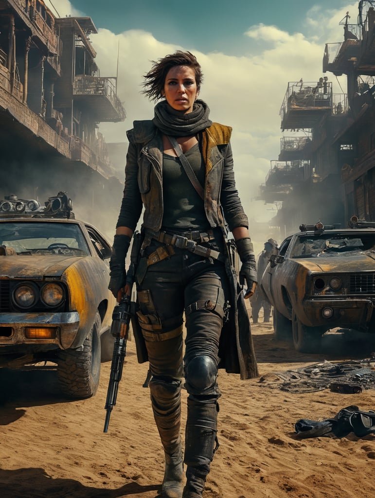 Lumenor AI Image Generation - man protagonist dystopian theme mad max ...